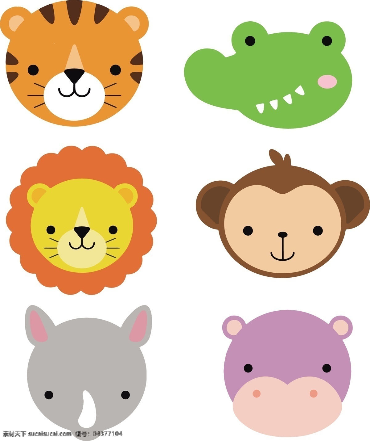 卡通动物头像素材图片下载-素材编号04377104-素材天下图库