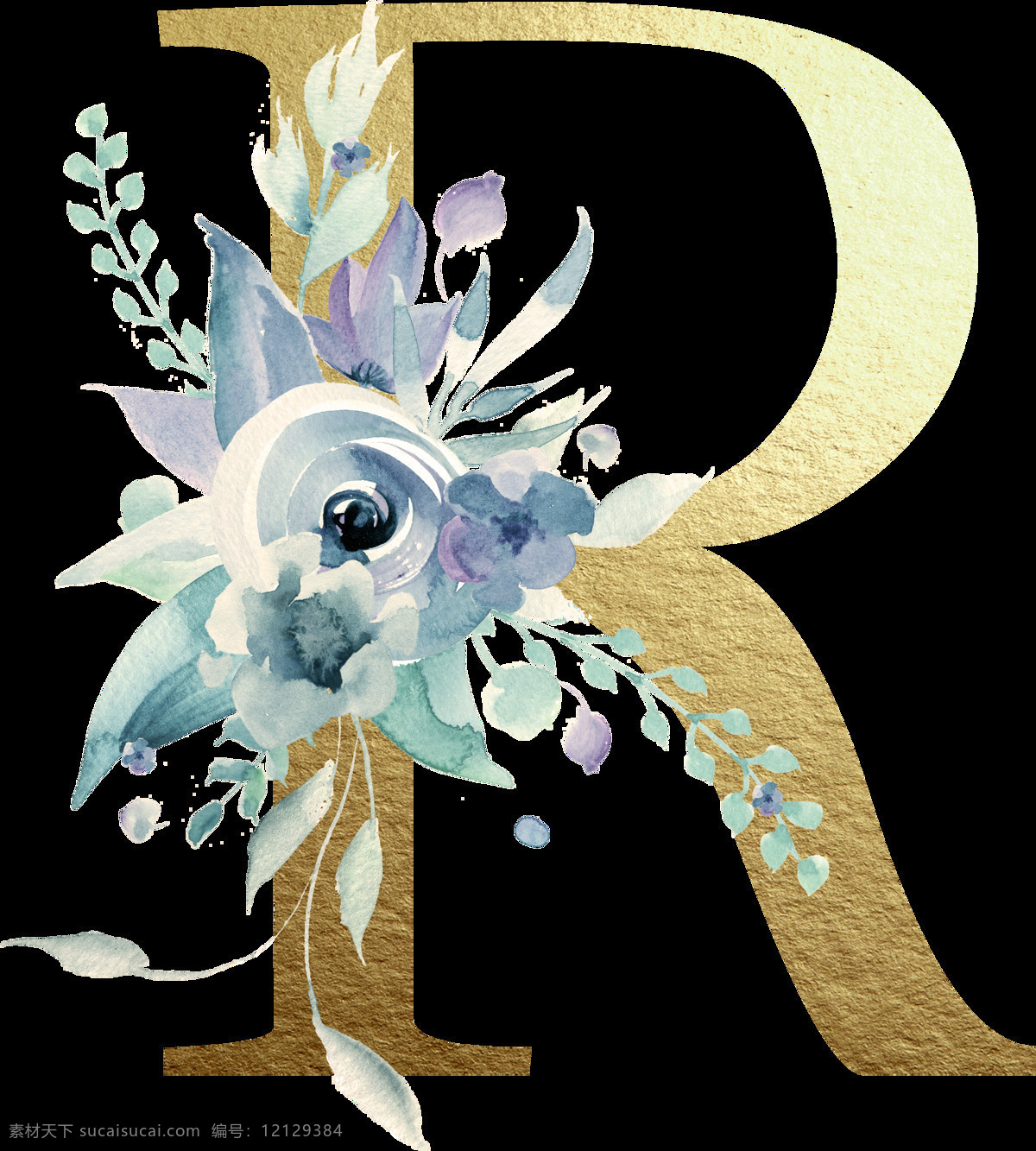 水彩花纹字母素材图片下载-素材编号12129384-素材天下图库