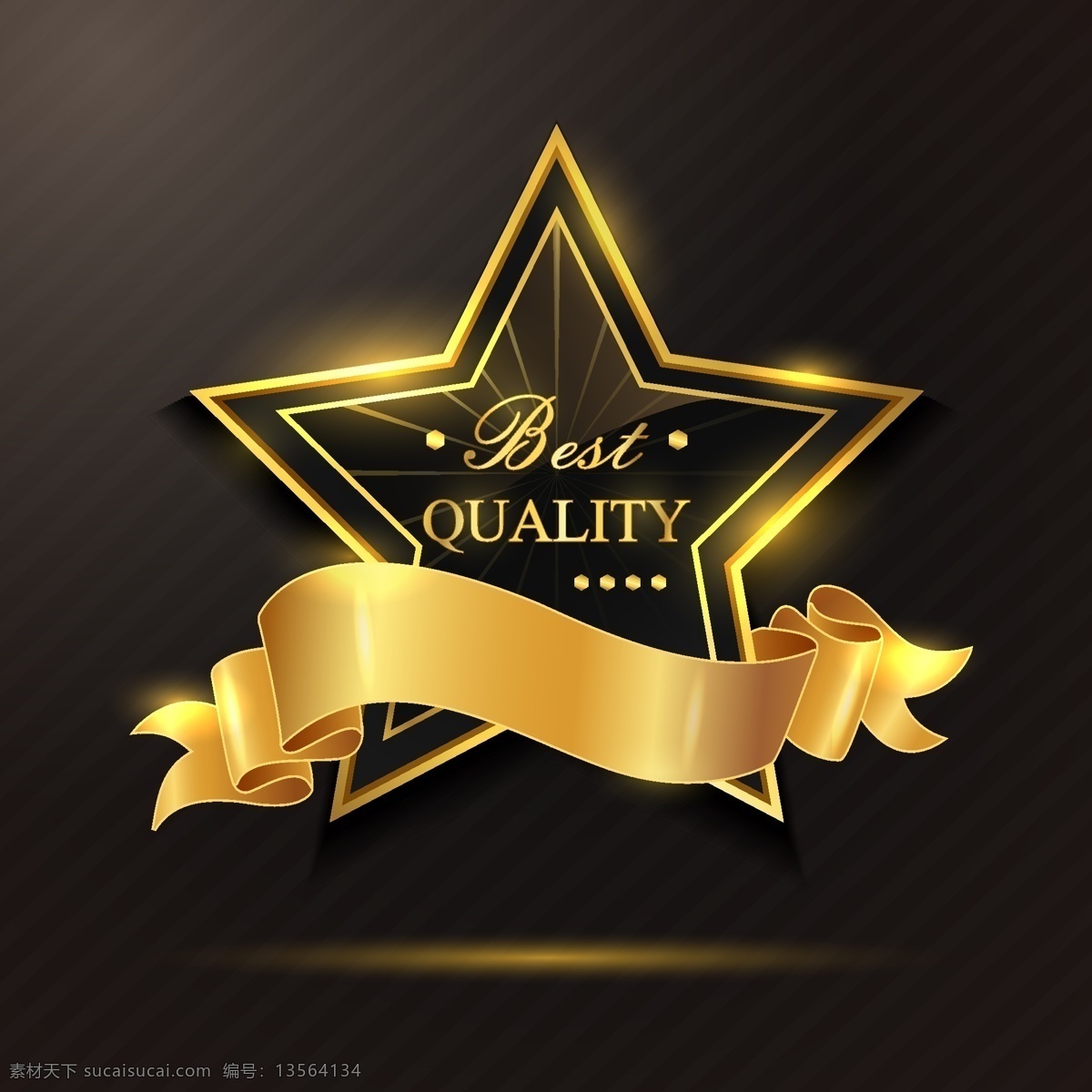 金色闪耀五角星丝带标签标贴素材图片下载-素材编号13564134-素材天下图库